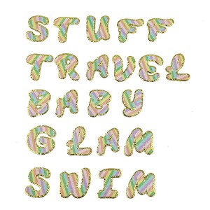 Stick on Embroidered Letters, Rainbow Chenille Letters, Self-adhesive ...
