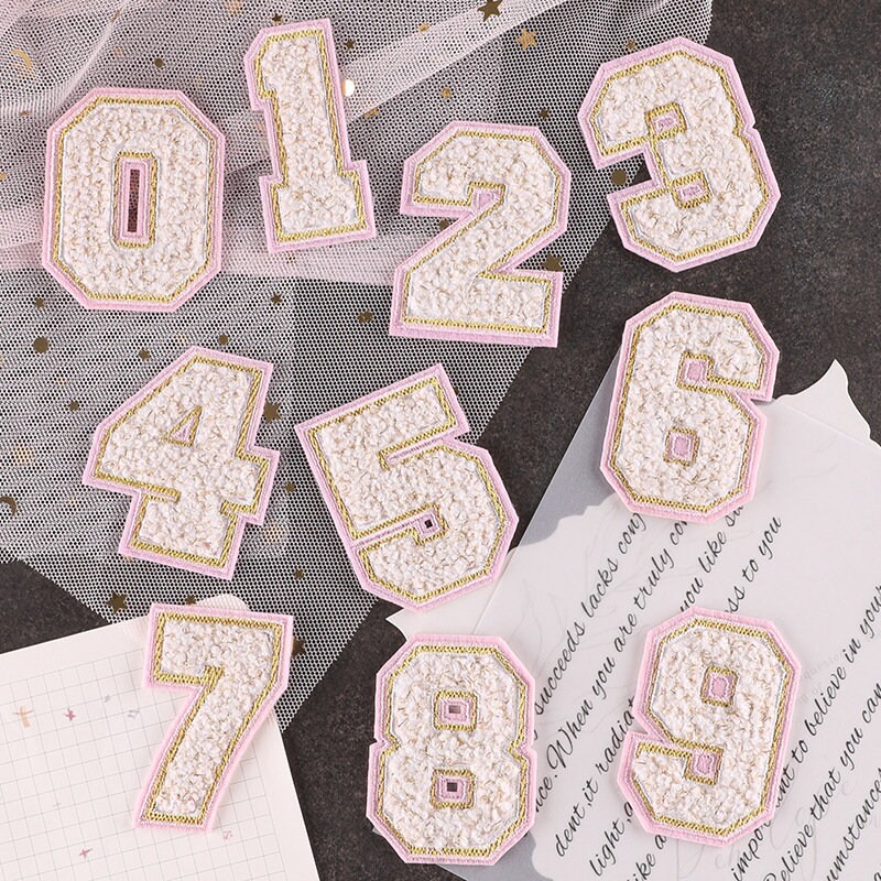 Iron on Chenille Pink Letter Patch Pink With Gold Trim Patch - Etsy