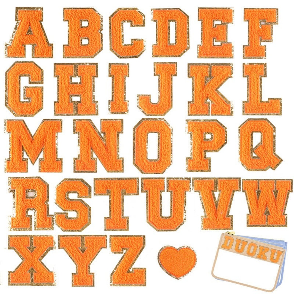 3.2 Inch Orange Chenille Letters, Iron on Chenille Letters, Iron on ...