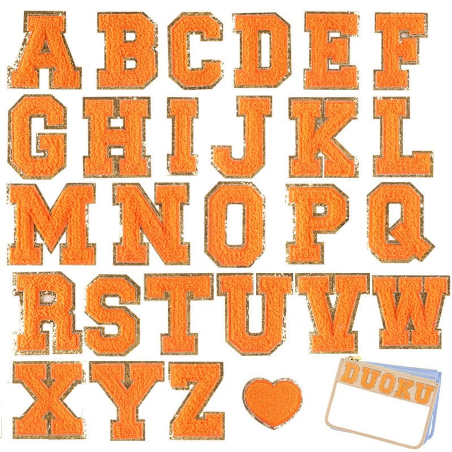 3.2 Inch Orange Chenille Letters, Iron on Chenille Letters, Iron on ...