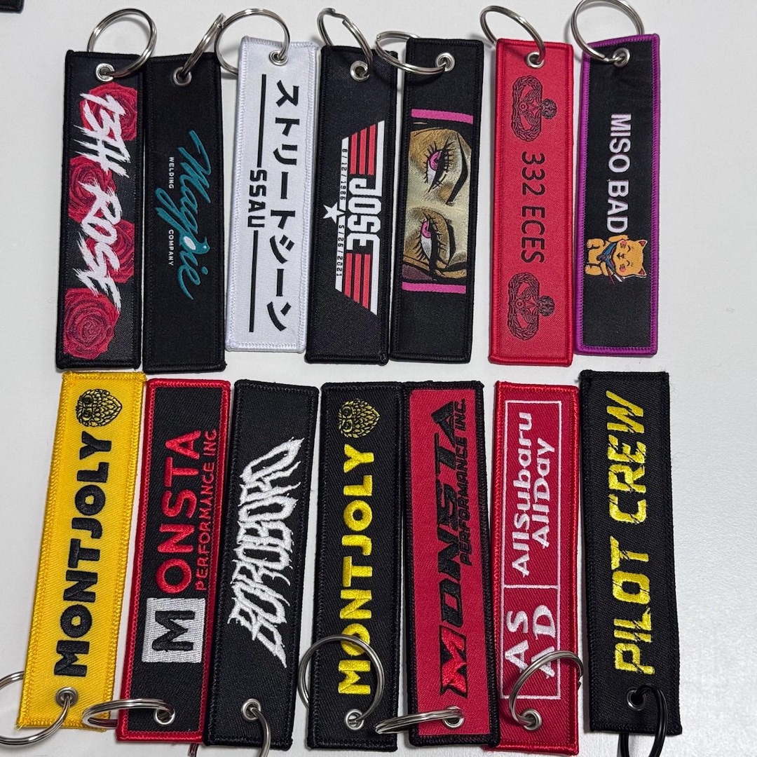 Personalized Woven Embroidered Keychain, Double-sided Jet Tag, Airplane ...