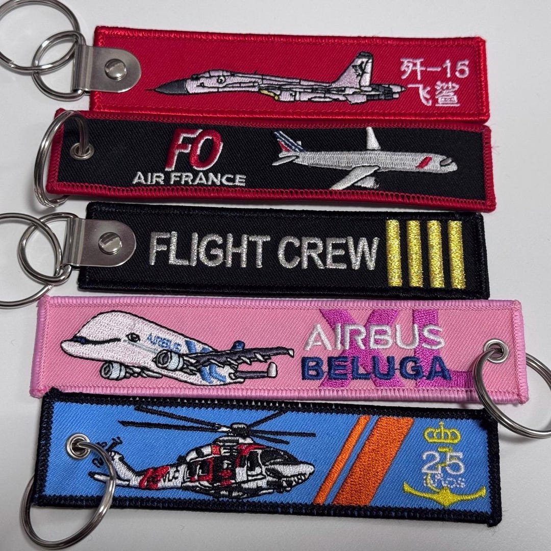 Personalized Embroidered Keychain, Custom Remove Before Flight Key ...