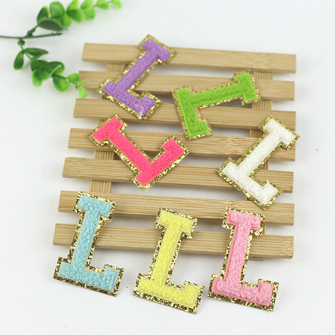 ADHESIVE colorful glitter Chenille Embroidered Letters A-Z | Etsy