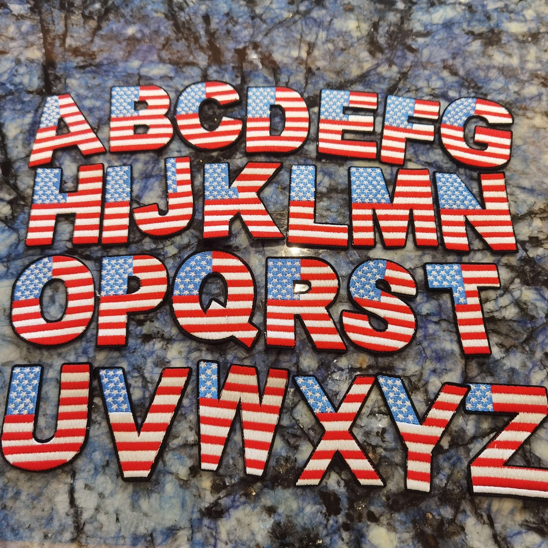 USA Flag Letters (A-Z Letters), USA Flag ALPHABET, Embroidered Letters ...