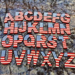 USA Flag Letters (A-Z Letters), USA Flag ALPHABET, Embroidered Letters ...
