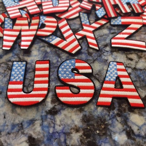 USA Flag Letters (A-Z Letters), USA Flag ALPHABET, Embroidered Letters ...
