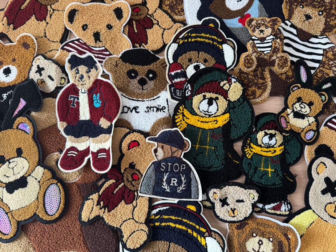 Chenille Teddy Bear Patch, Extra Large Chenille Bear Sew on Patch ...