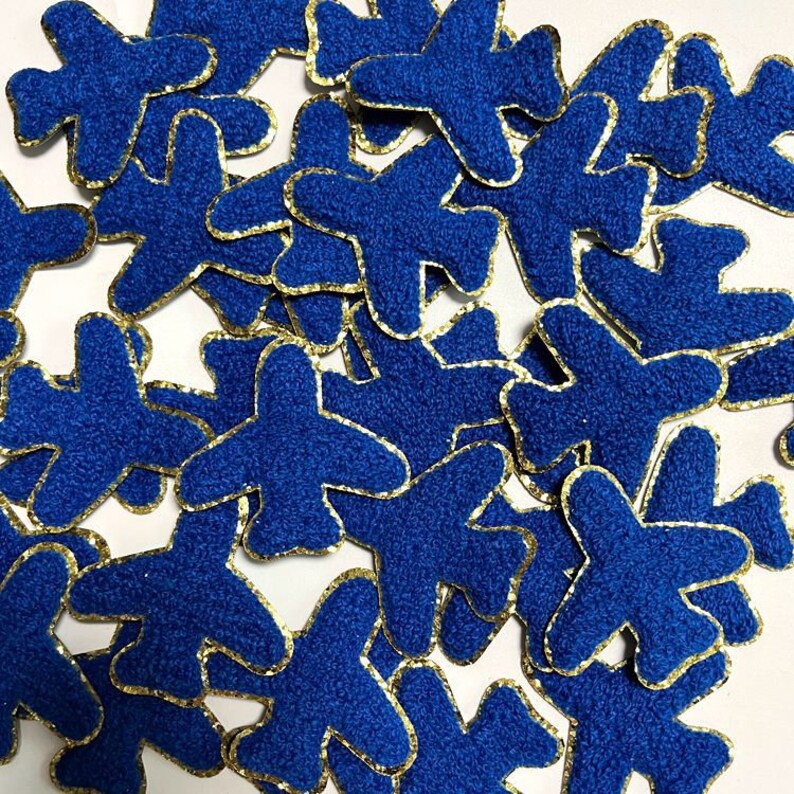 ADHESIVE Colorful Airplane Gold Rim Chenille Embroidered Patch, Iron on ...