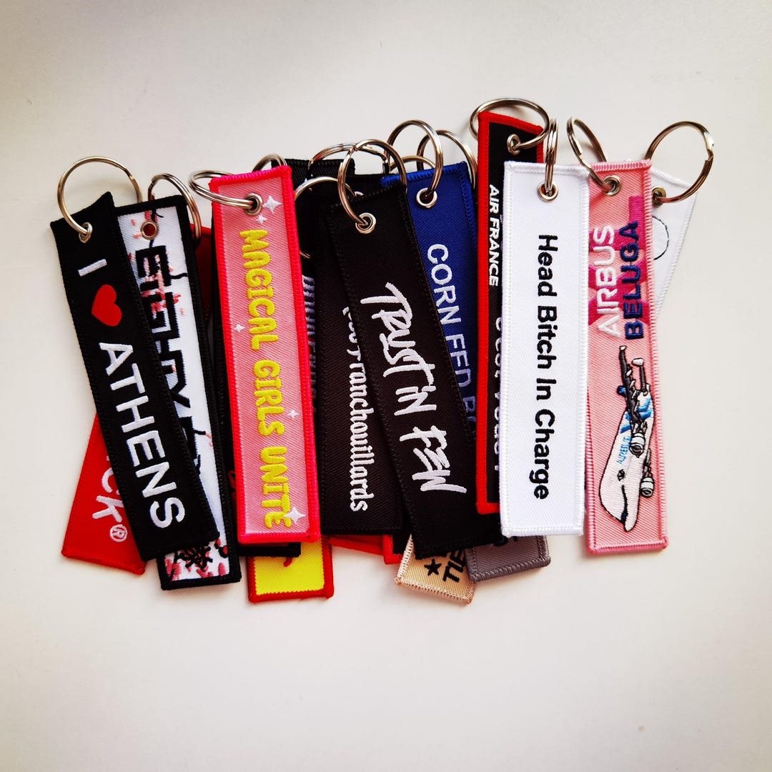Custom Remove Before Flight Jet Tag Embroidered Key Chain Key Tag Car ...