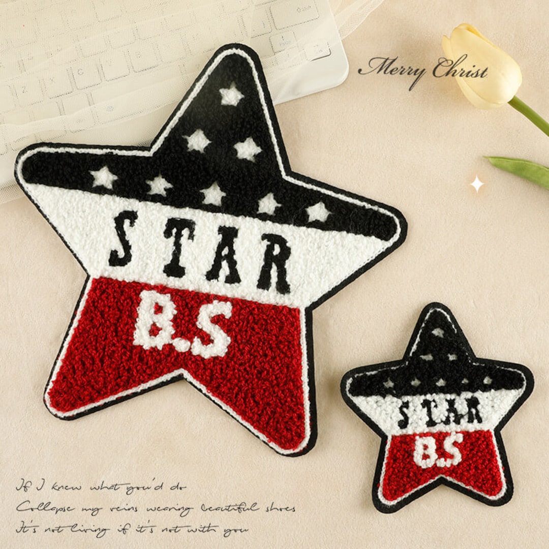 American Flag Star Patch Chenille, Extra Large 21cm Chenille American Star Patch,crafts ...