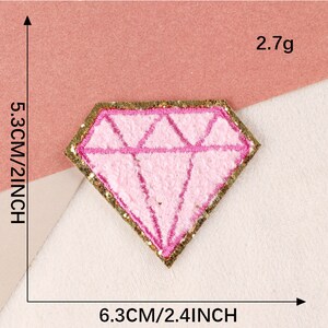 Pink Chenille Embroidered Glitter Patch, PINK Girly Fun Patches, Fun ...