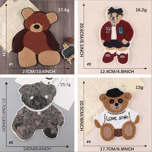 Chenille Teddy Bear Patch, Extra Large Chenille Bear Sew on Patch ...