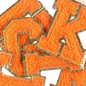 3.2 Inch Orange Chenille Letters, Iron on Chenille Letters, Iron on Varsity Letters, Name ...