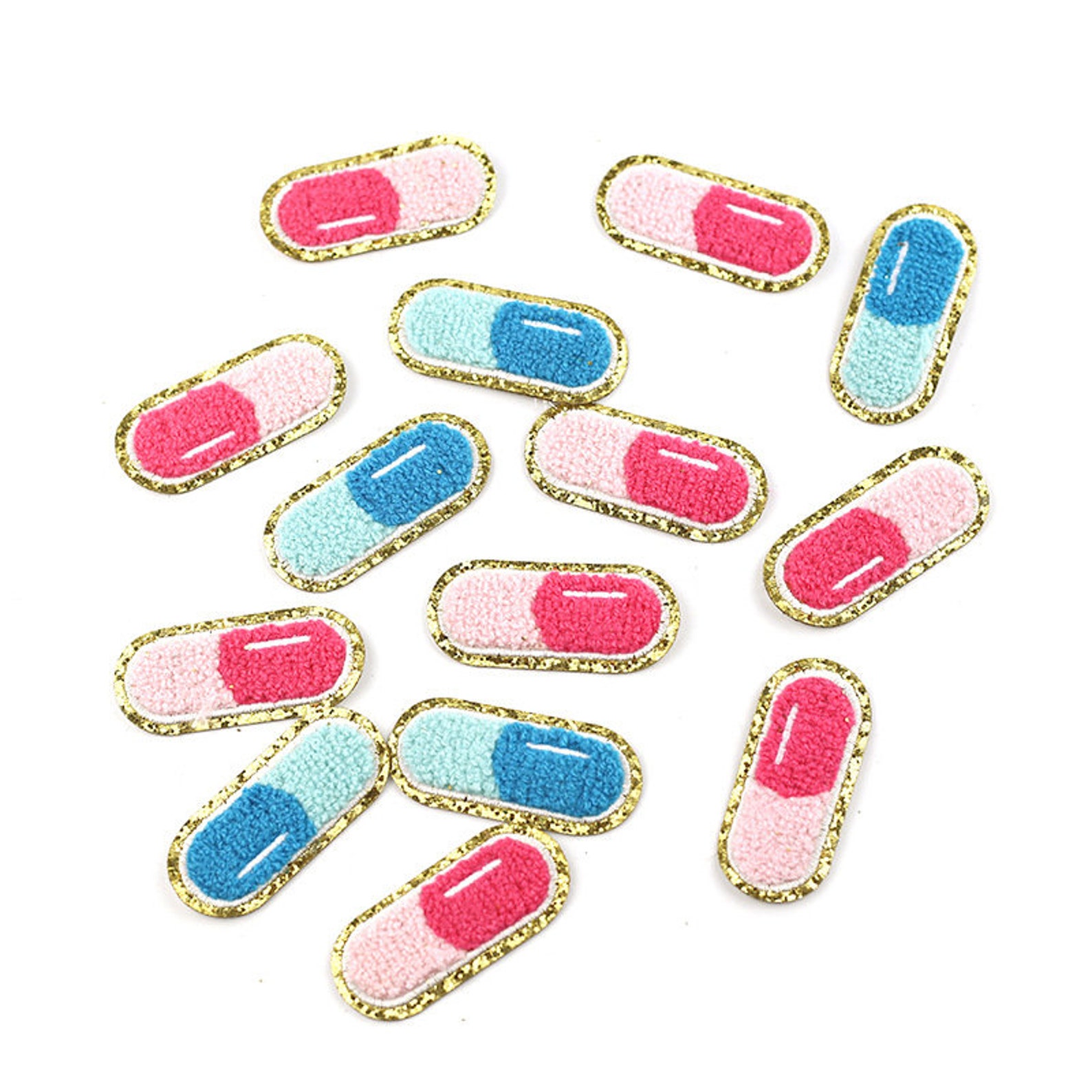 Pink Pills Chenille Patch Iron On Teal Pills Chenille Patch - Etsy