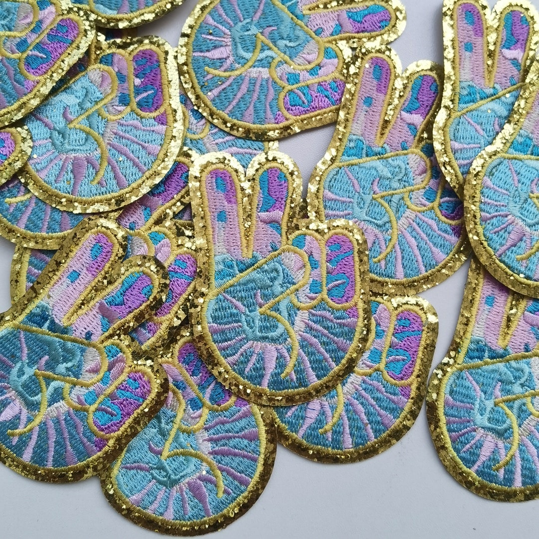 Colorful Peace Sign Embroidered Patch, Iron on Glitter Patches, Peace ...