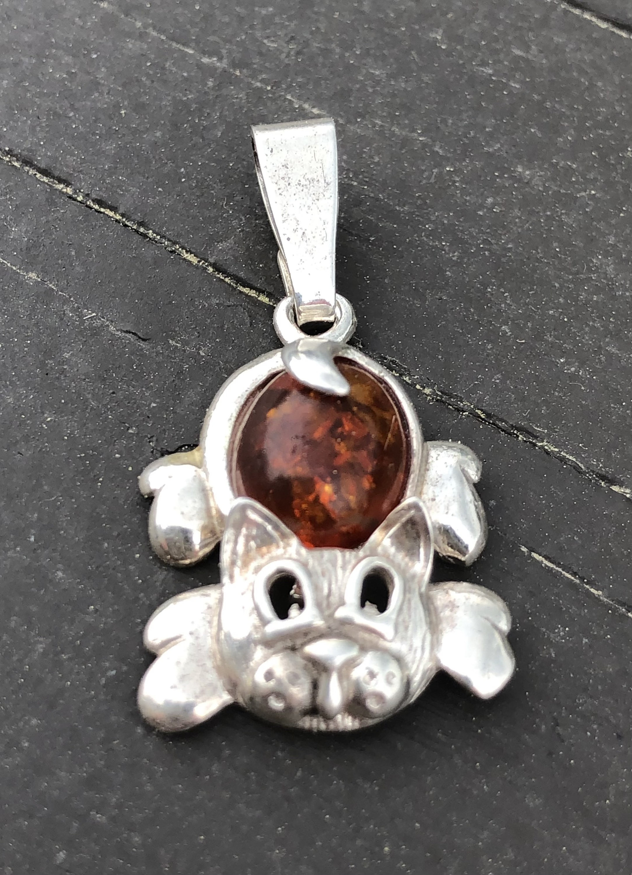 Amber Articulated Cat Pendant in Sterling Silver Amber Cat Articulated ...