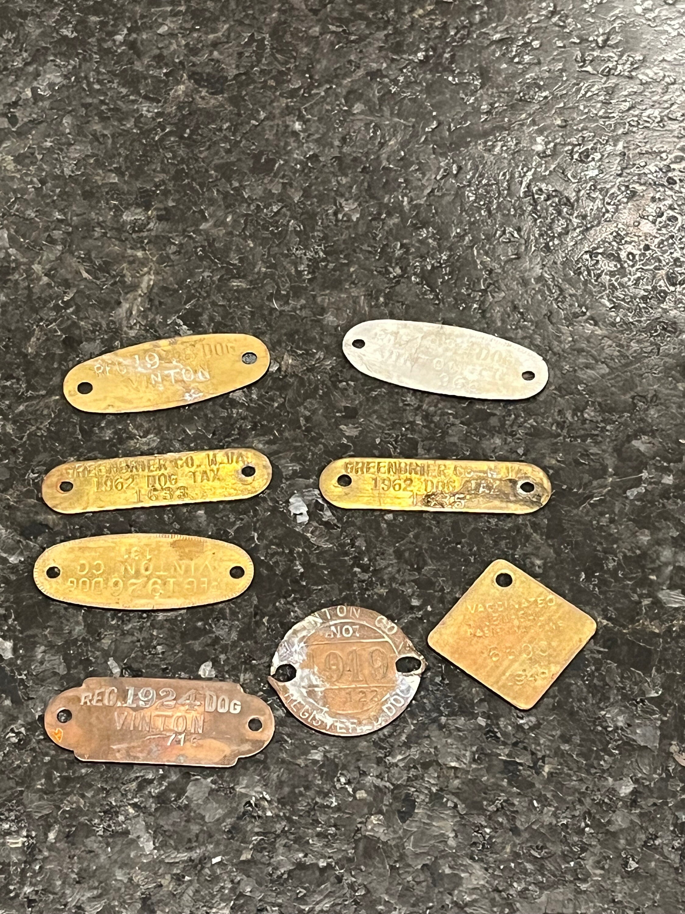 Early Dog License Collectable Lot 8 Vintage Dog Tags Early Metal Dog ...
