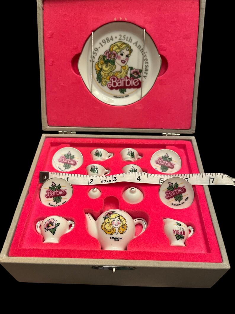 Vintage Barbie Miniature Anniversary Tea Set in Case; 25th Anniversary ...
