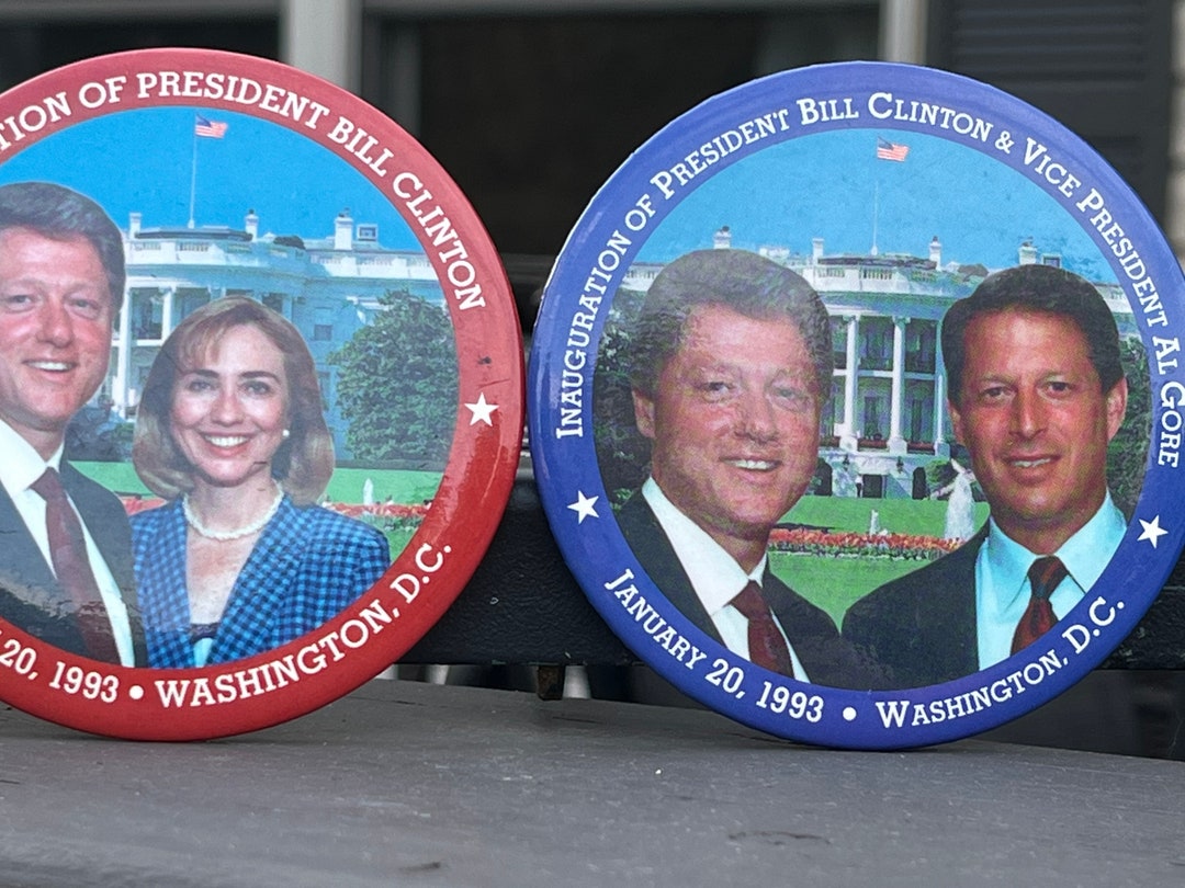 Vintage 1993 Clinton Inauguration Pins: Bill, Hillary, Al Gore - Etsy