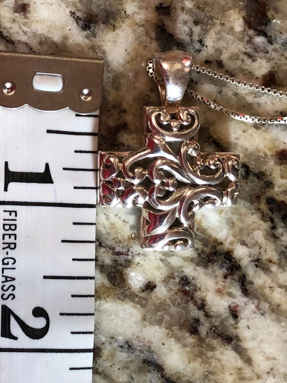Vintage Sterling Silver Filigree Cross Necklace; 925 … - Gem