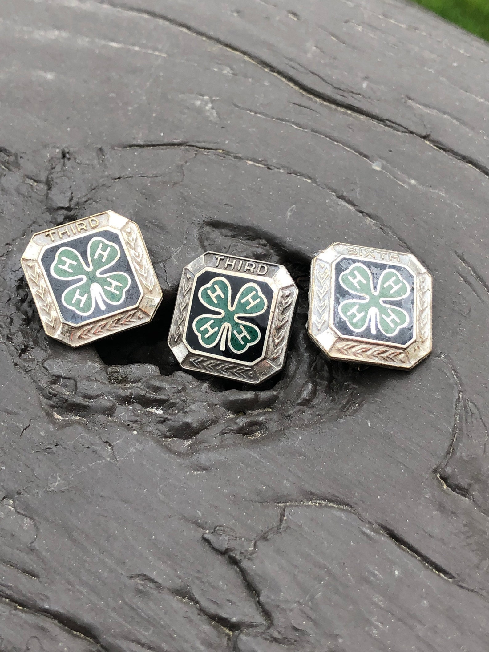 Vintage 4H Sterling Silver and Enamel Pins 4H Award Pins - Etsy