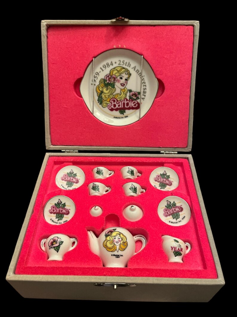 Vintage Barbie Miniature Anniversary Tea Set in Case; 25th Anniversary ...