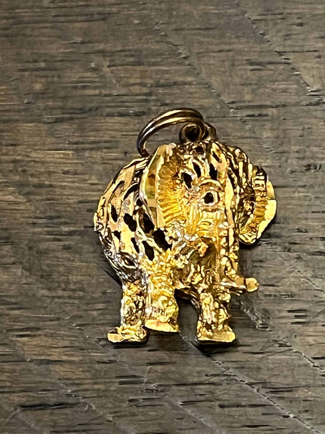 Gold Tone Sterling Elephant Pendant; 925 Gold Tone Diamond Cut Elephant ...