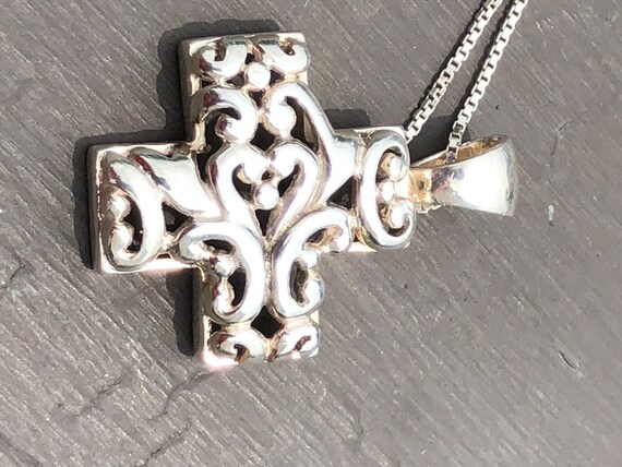 Vintage Sterling Silver Filigree Cross Necklace; 925 … - Gem