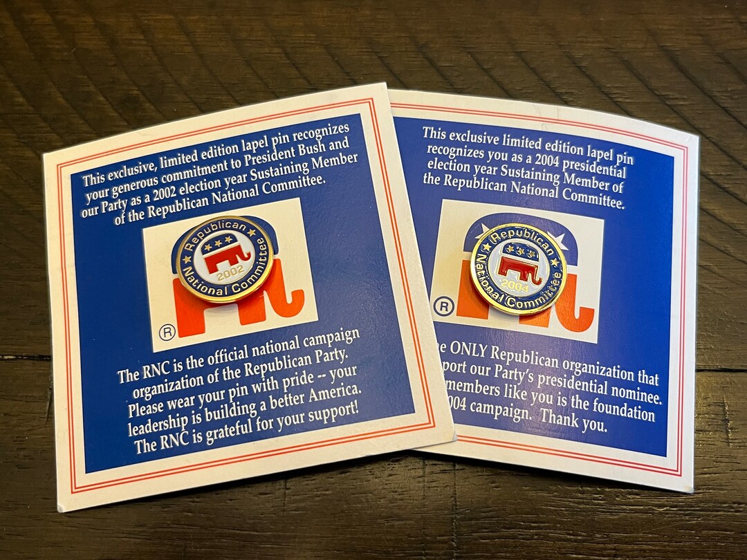Limited Edition Republican National Committee Pins; 2002 and 2004 RNC ...