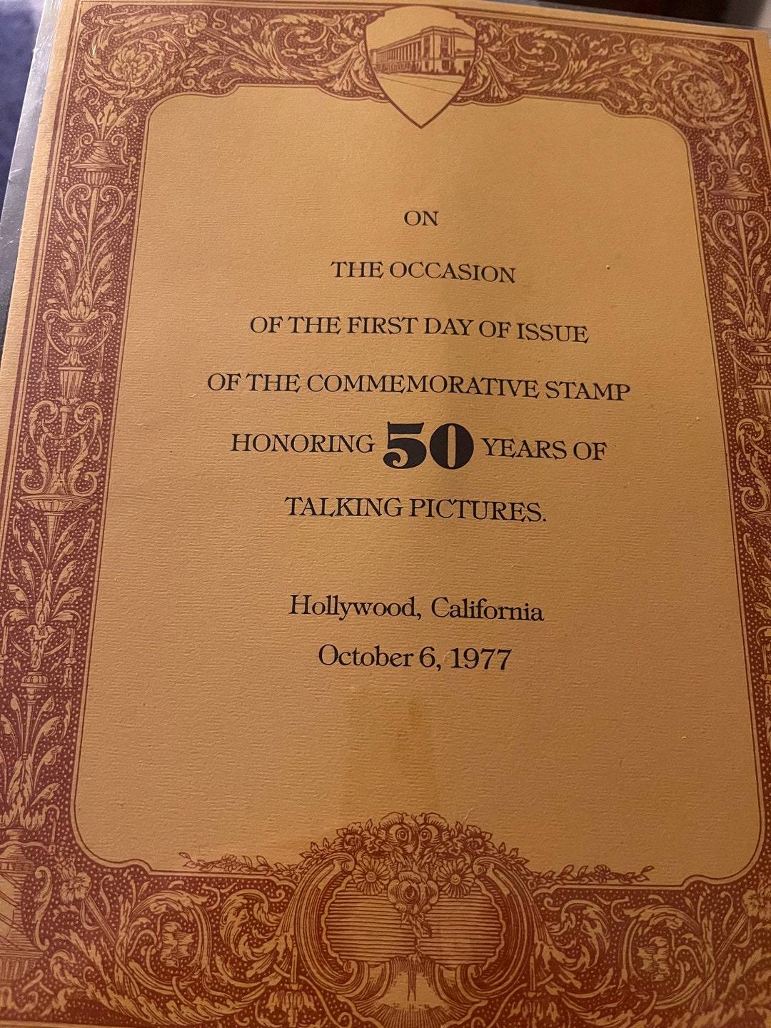 50 Years of Talking Pictures Stamp: 1977 First Day Issue, Hollywood ...