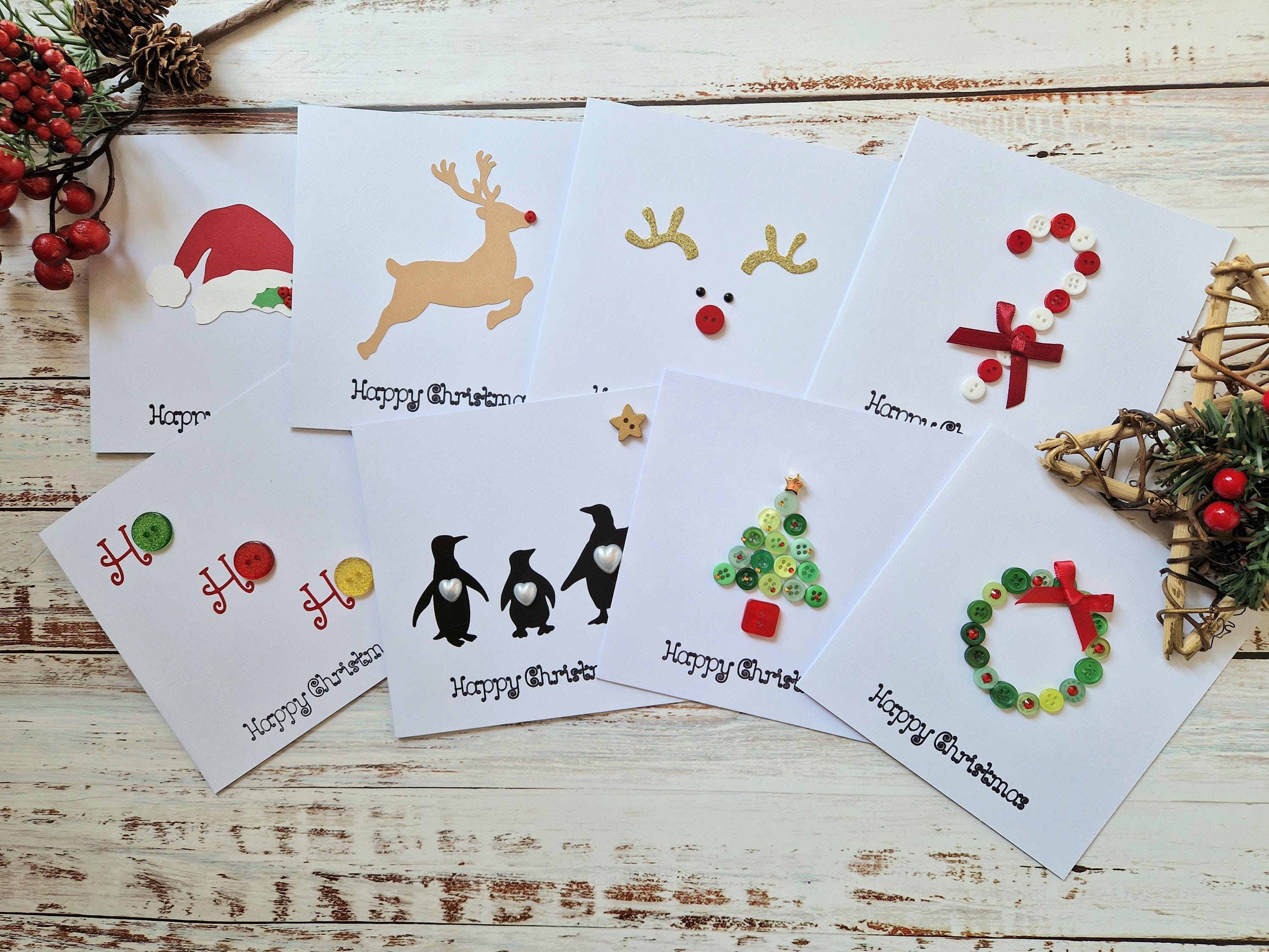 Christmas Cards Pack, Multipack of Cards, Button Cards, Handmade ...
