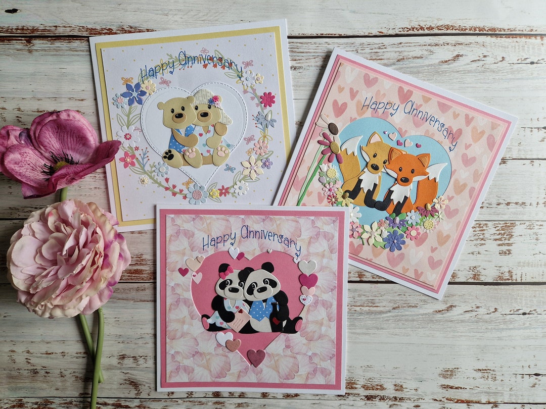 Animal Anniversary Cards, Panda Card, Teddy Card, Fox Card, Wedding ...