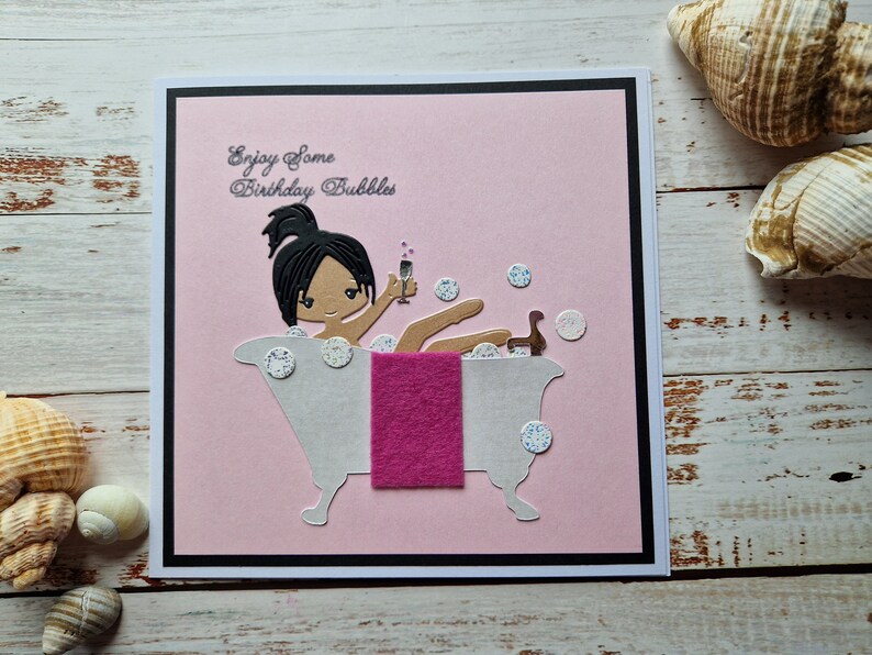 Girly Birthday Card, Bubble Bath Card, Champagne Card, Prosecco, Fart ...