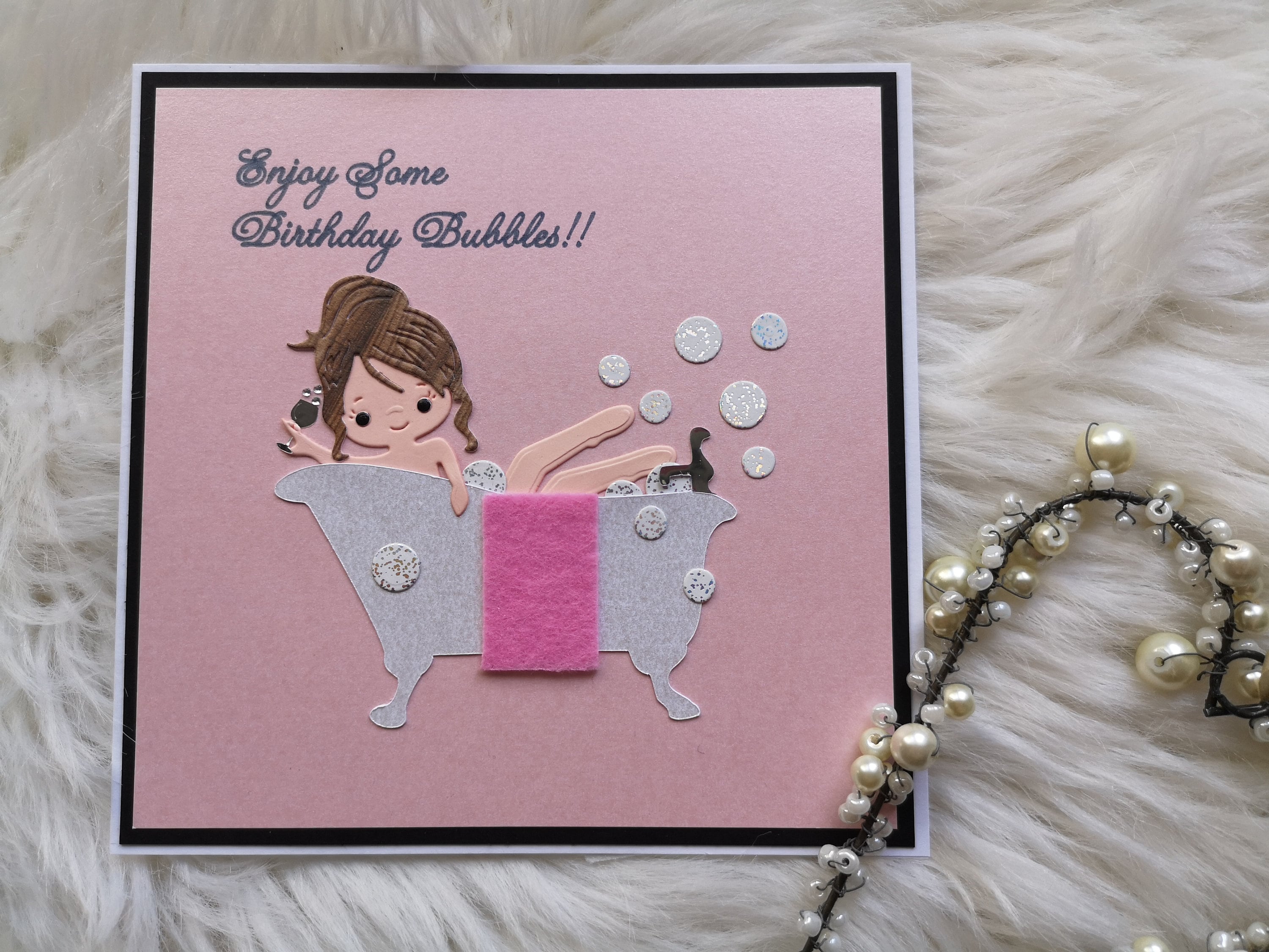 Girly Birthday Card, Bubble Bath Card, Champagne Card, Prosecco, Fart ...