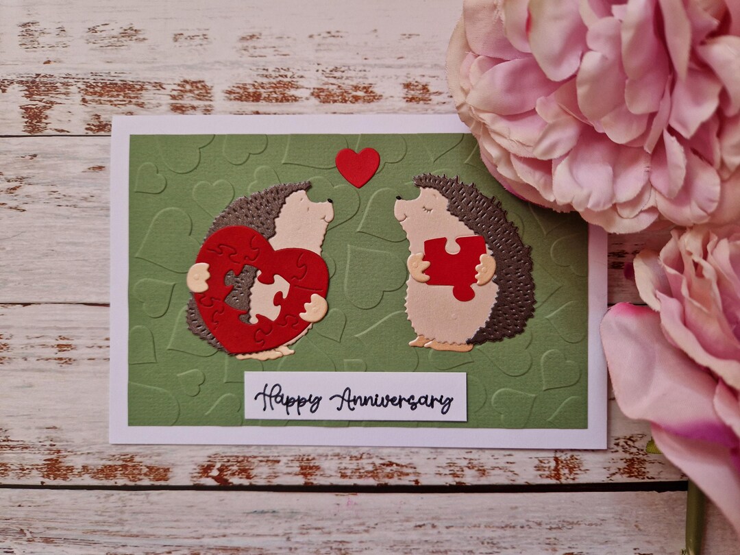 Hedgehog Anniversary Card, Card for Husband, Wife, Animal Anniversary ...