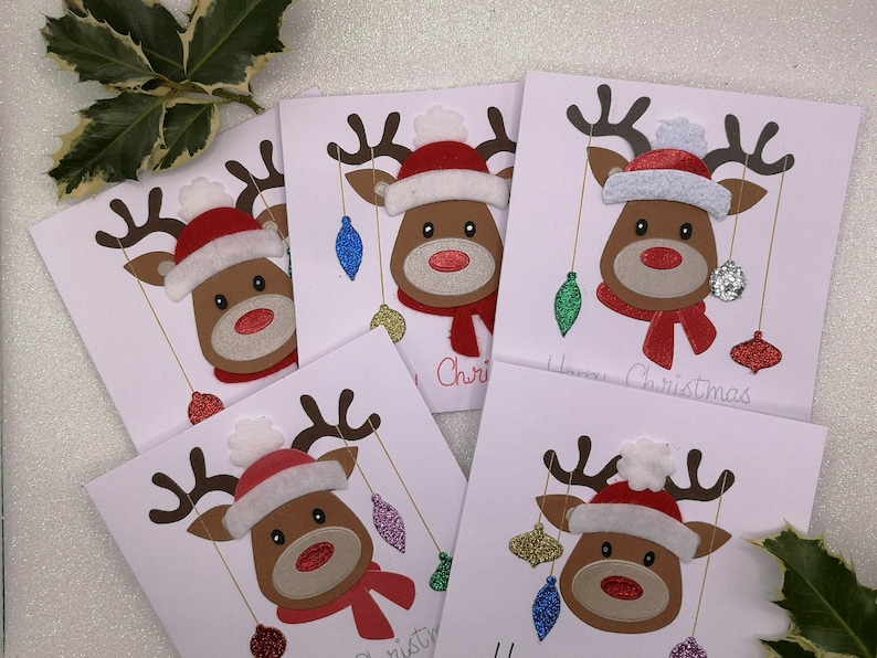 Reindeer Card Pack X 5, Card for Children, Rudolf Christmas Card, Funny ...