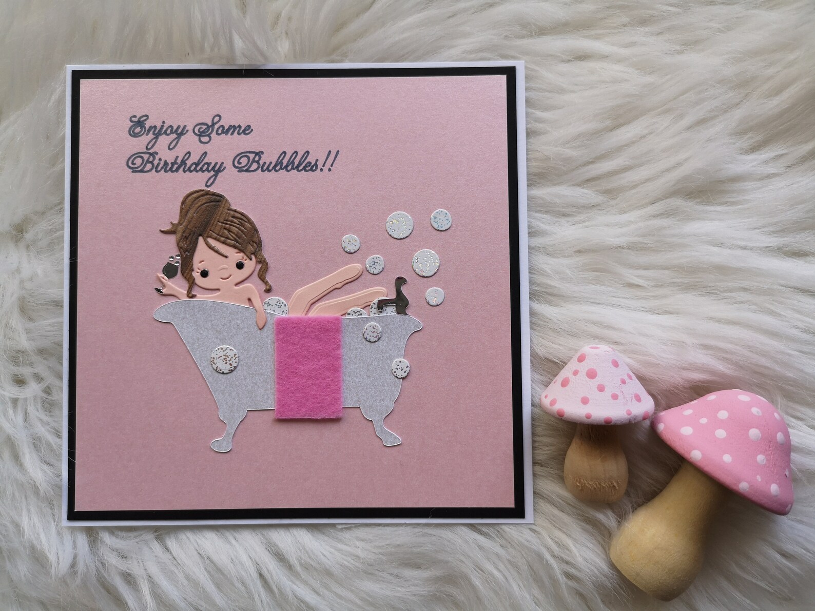 Girly Birthday Card, Bubble Bath Card, Champagne Card, Prosecco, Fart ...