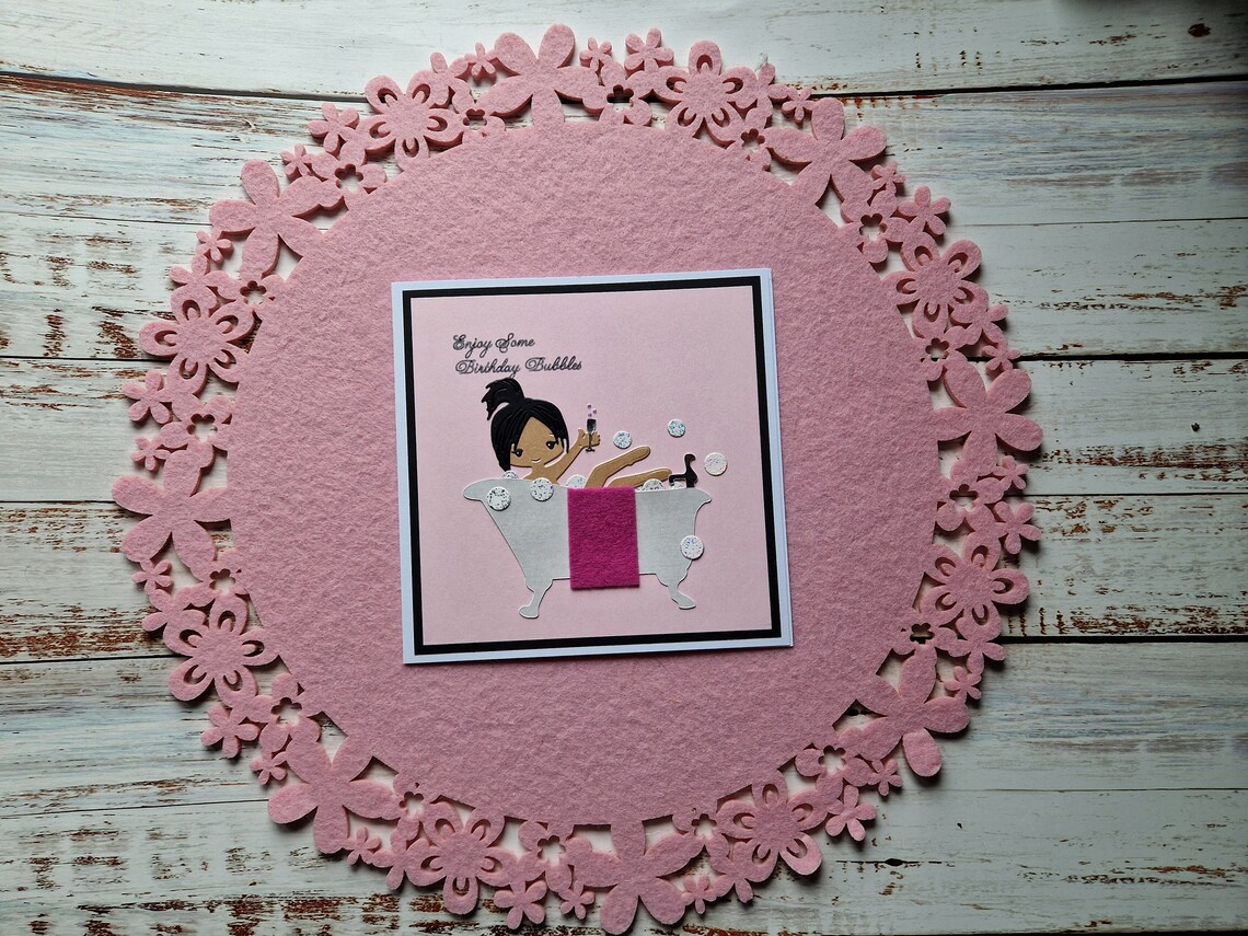 Girly Birthday Card, Bubble Bath Card, Champagne Card, Prosecco, Fart ...
