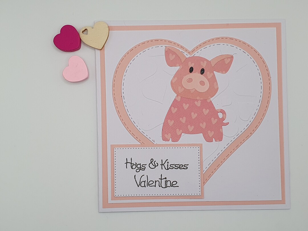 Pig Valentine's Card, Hog Card, Piggy Card, Valentine's for Girls, Pink ...