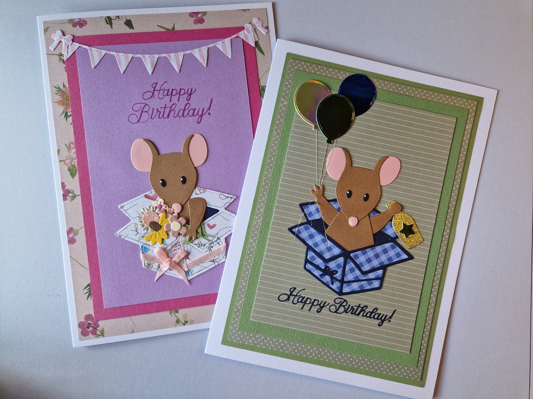 Mouse Birthday Card, Personalised Cards, Custom Cards, Card for Mum ...