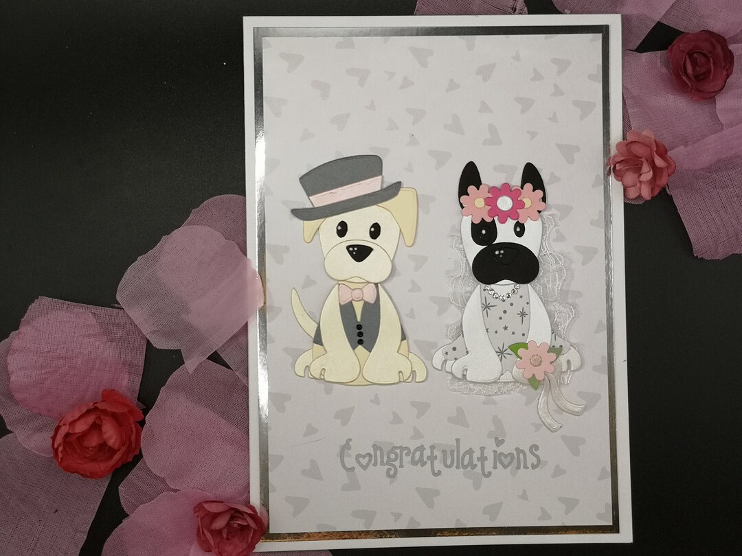 Dog Wedding Card, Mr and Mrs, Civil Union, Cute Wedding Card, , Newly ...