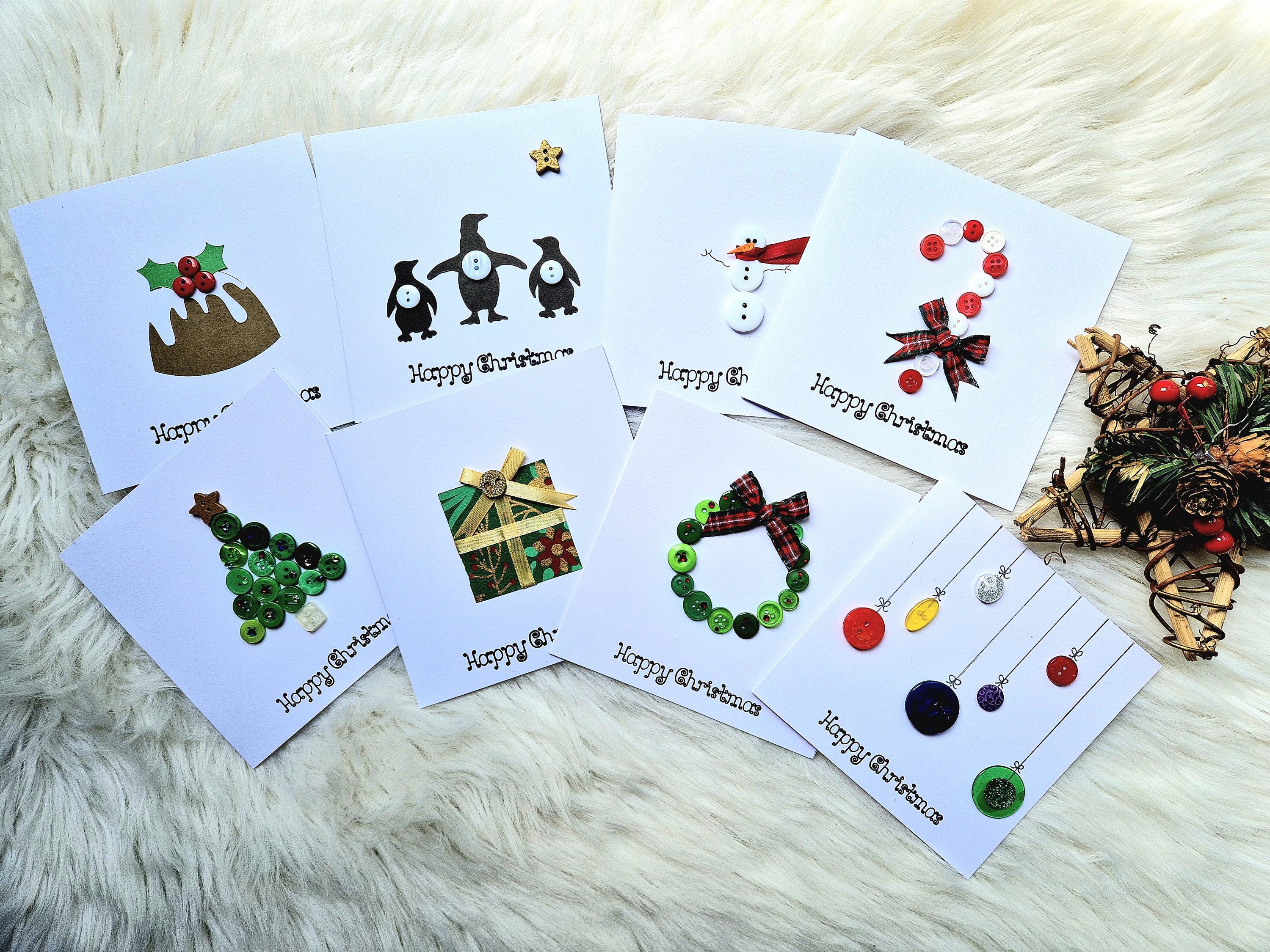 Christmas Cards Pack, Multipack of Cards, Button Cards, Handmade ...