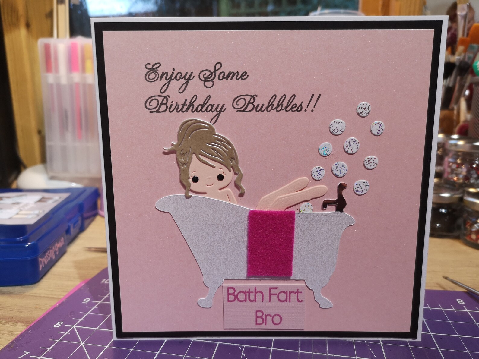 Girly Birthday Card, Bubble Bath Card, Champagne Card, Prosecco, Fart ...