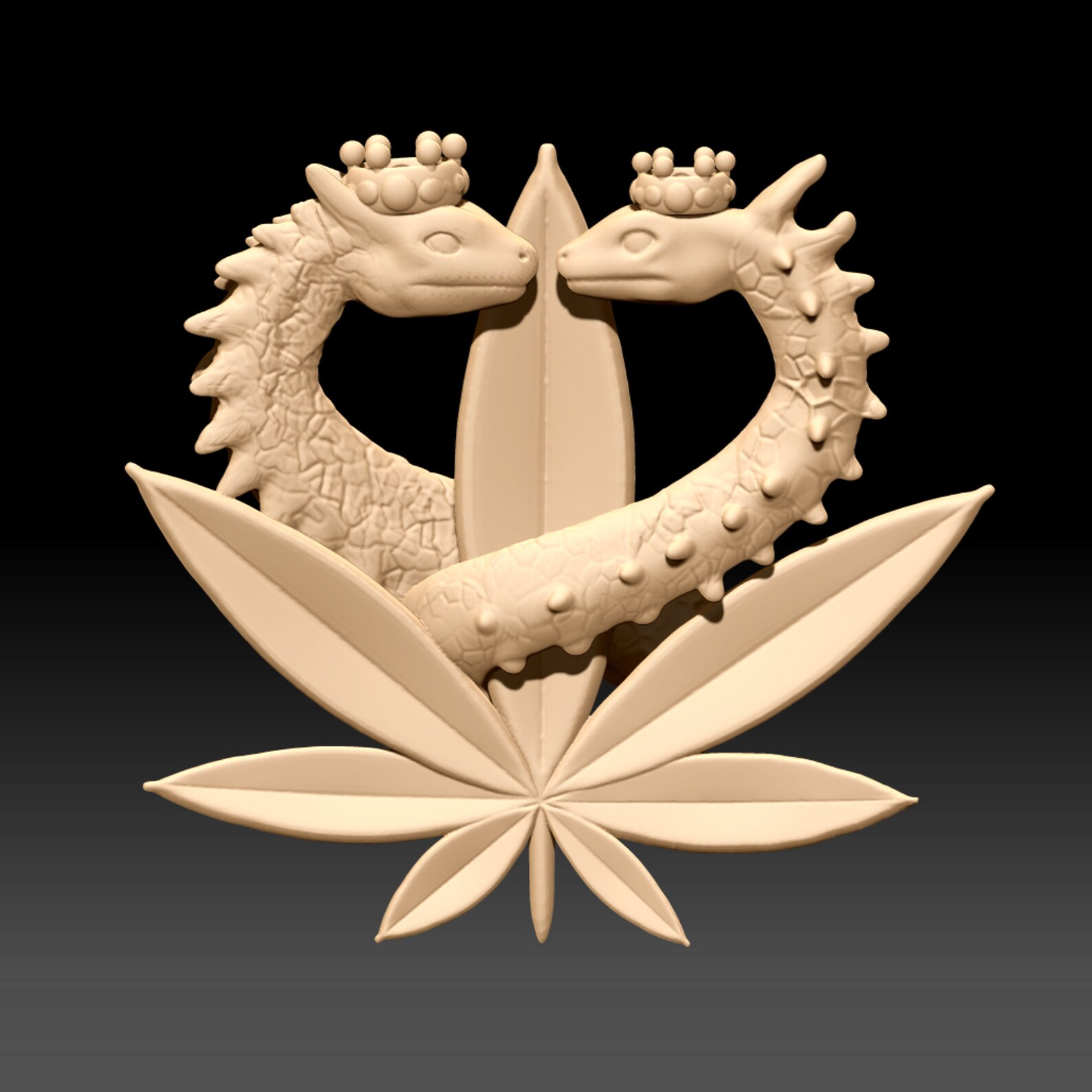 Dragons in Love, CNC File, Stl File, Weed Leaf Design, 3D Printing File ...