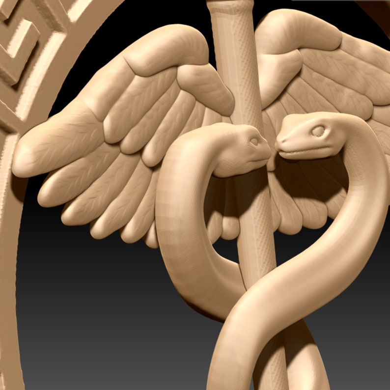 Caduceus Medical Symbol, CNC File, Stl File, Greek Meander, for CNC ...