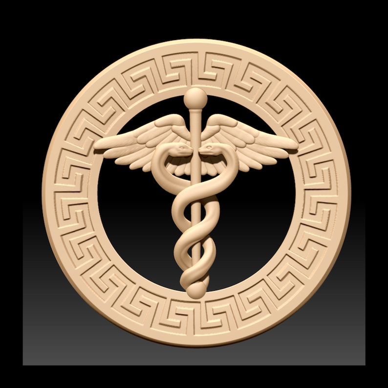 Caduceus Medical Symbol, CNC File, Stl File, Greek Meander, for CNC ...