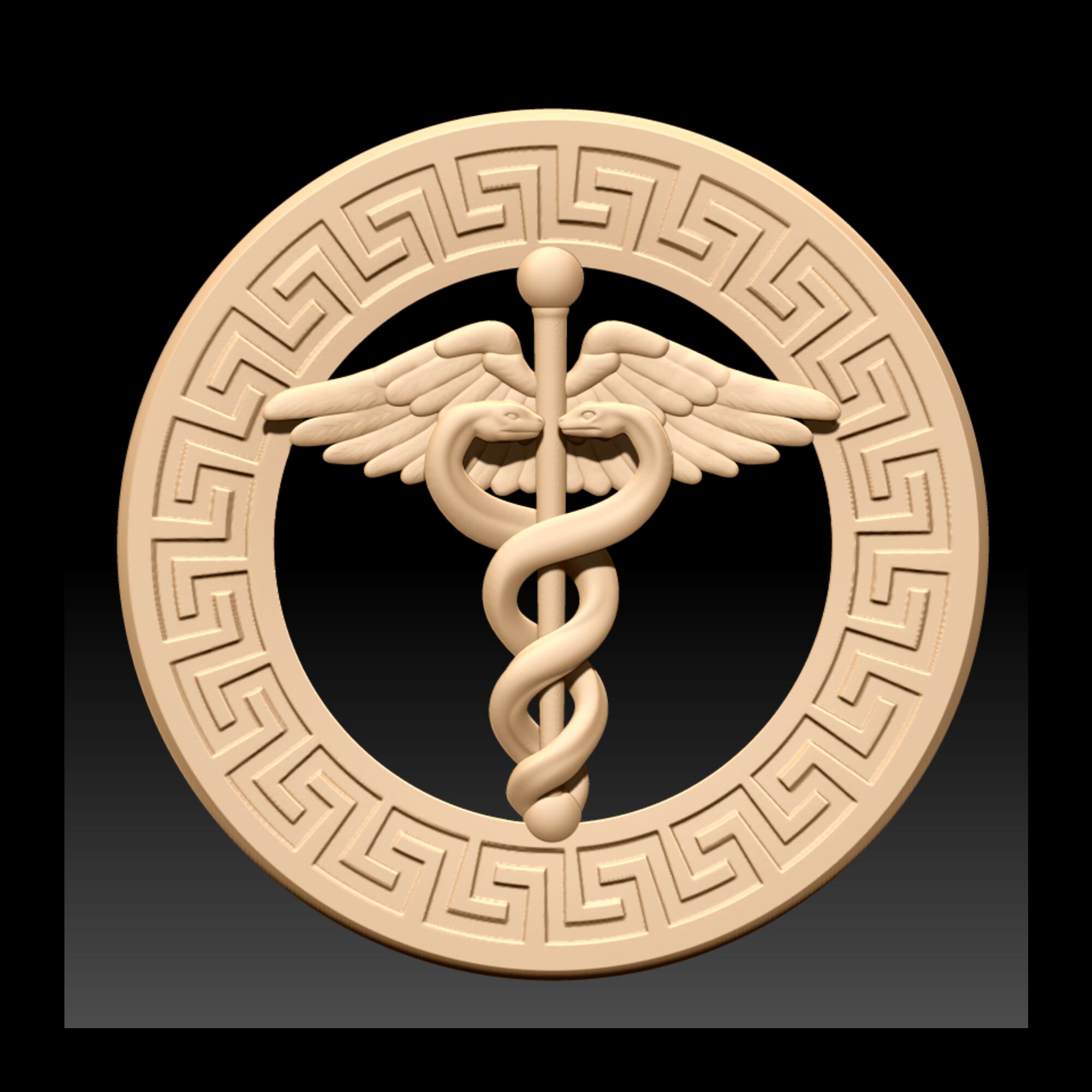 Caduceus Medical Symbol, CNC File, Stl File, Greek Meander, for CNC ...