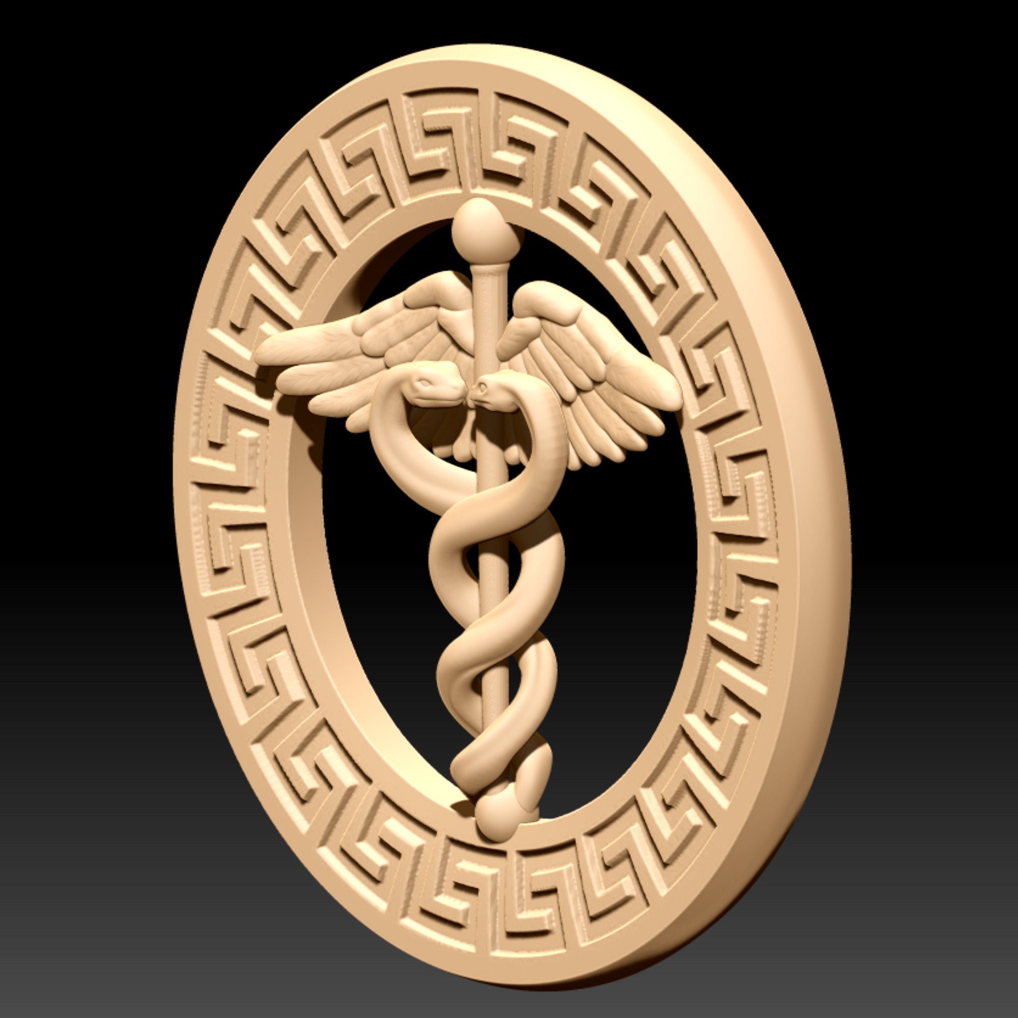 Caduceus Medical Symbol, CNC File, Stl File, Greek Meander, for CNC ...
