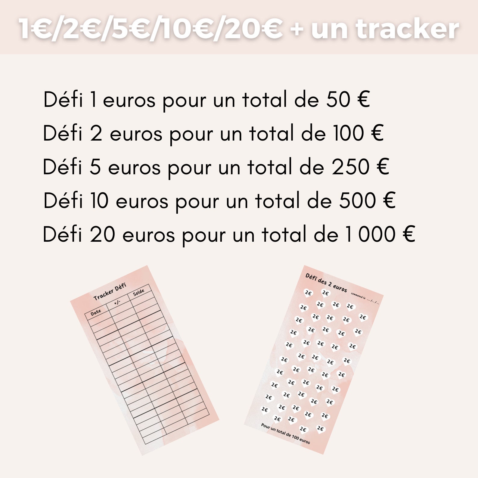 Défis budget / 5 Enveloppes format A6 / Défis budgétaire / Tracker Défi ...