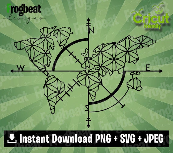 Map Compass SVG PNG. World Map SVG Cut File | Etsy